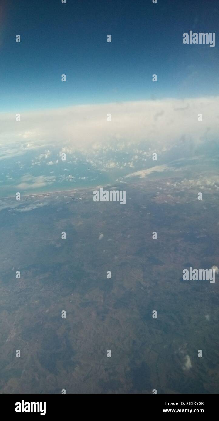 Aerial photography in Brazil. Earth surface viewed from airplane ...