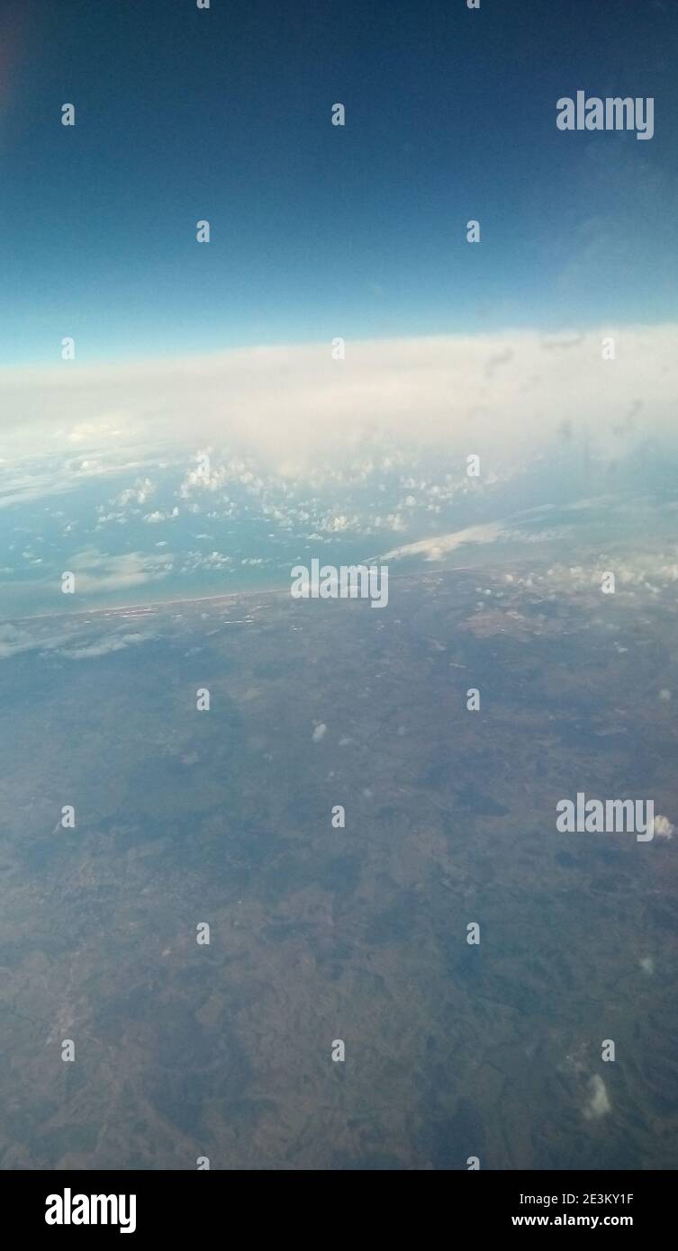 Aerial photography in Brazil. Earth surface viewed from airplane ...