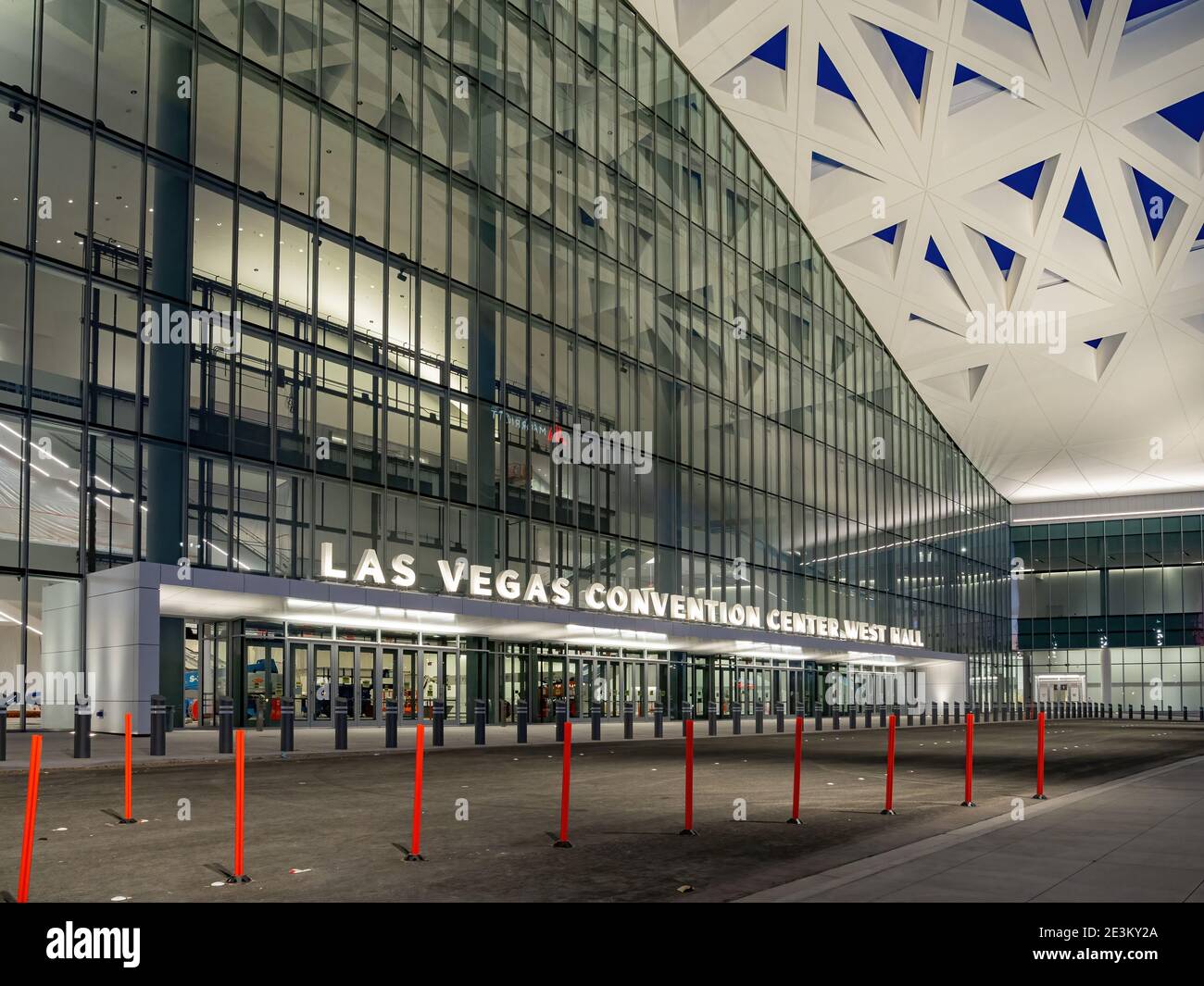 Las Vegas, JAN 8, 2021 - Twilight view of the modern new Convention ...