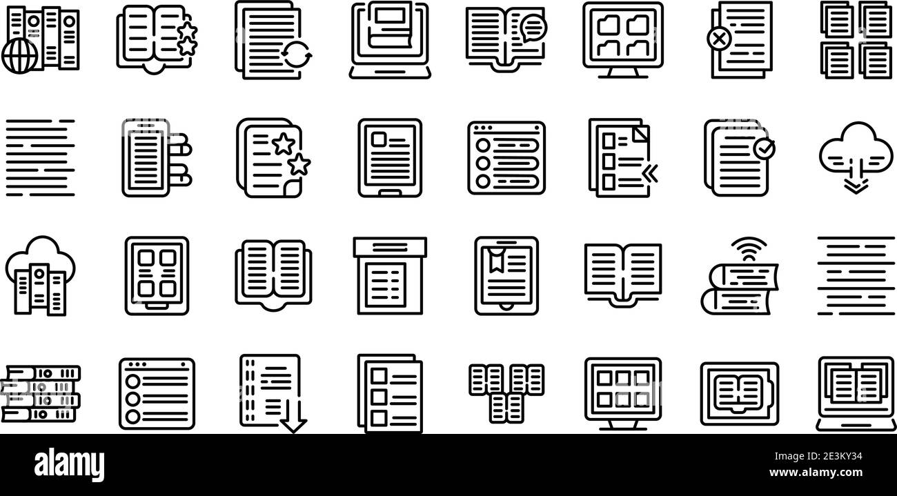 Electronic catalogs icons set. Outline set of electronic catalogs ...