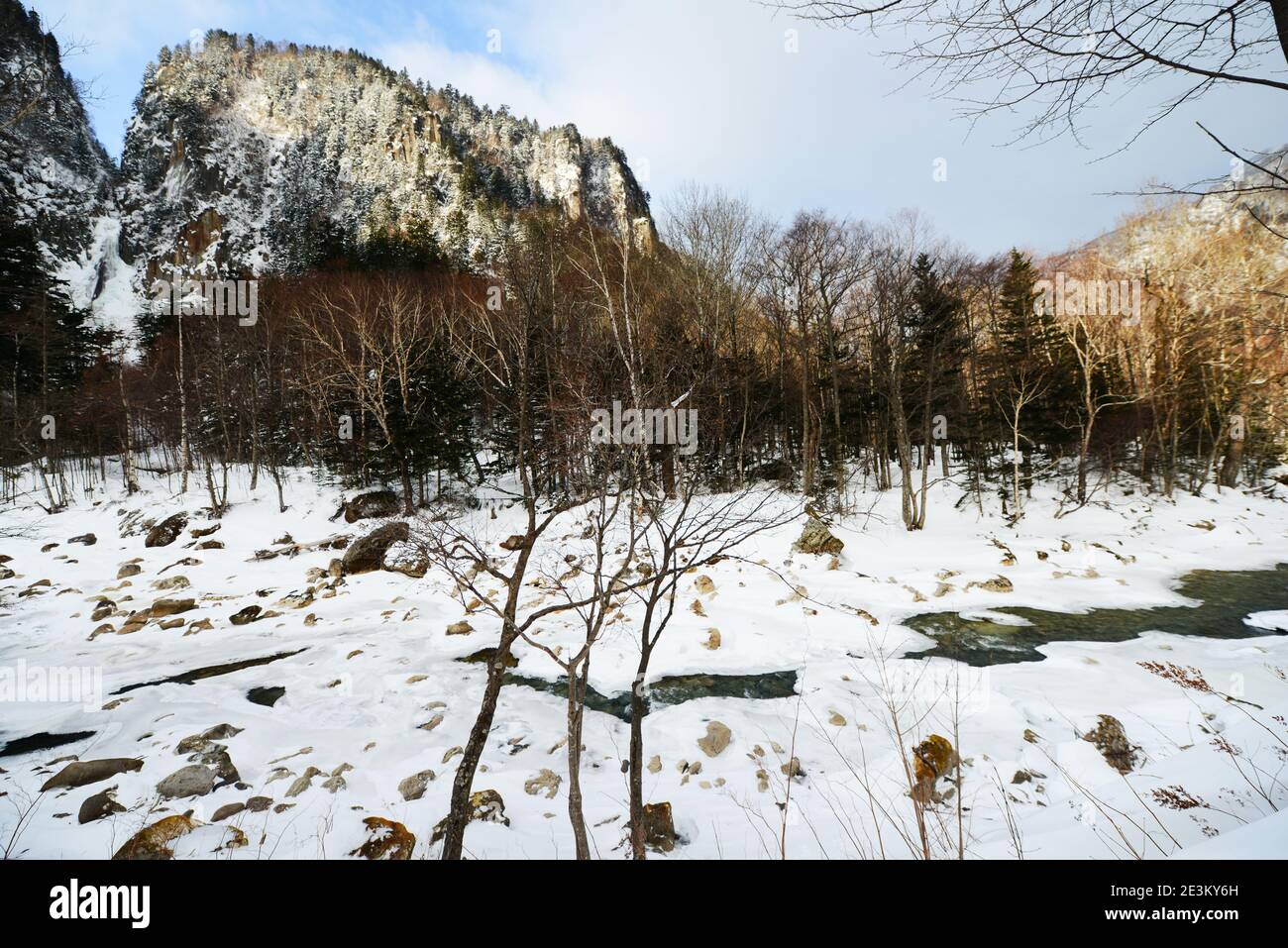 Snowy landscapes along the Ishikary river by the Ryusei and Ginga ...