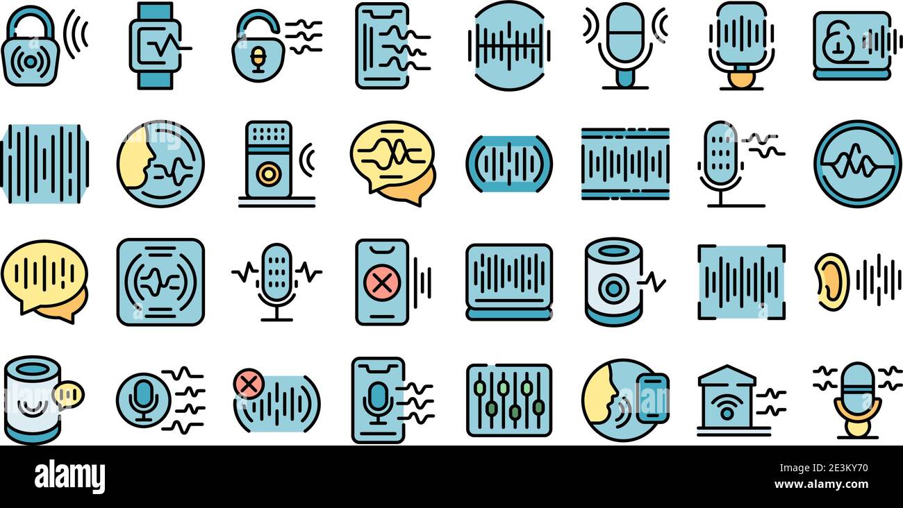 Speech recognition icons set. Outline set of speech recognition vector ... Speech recognition icons set. Outline set of speech recognition vector ...