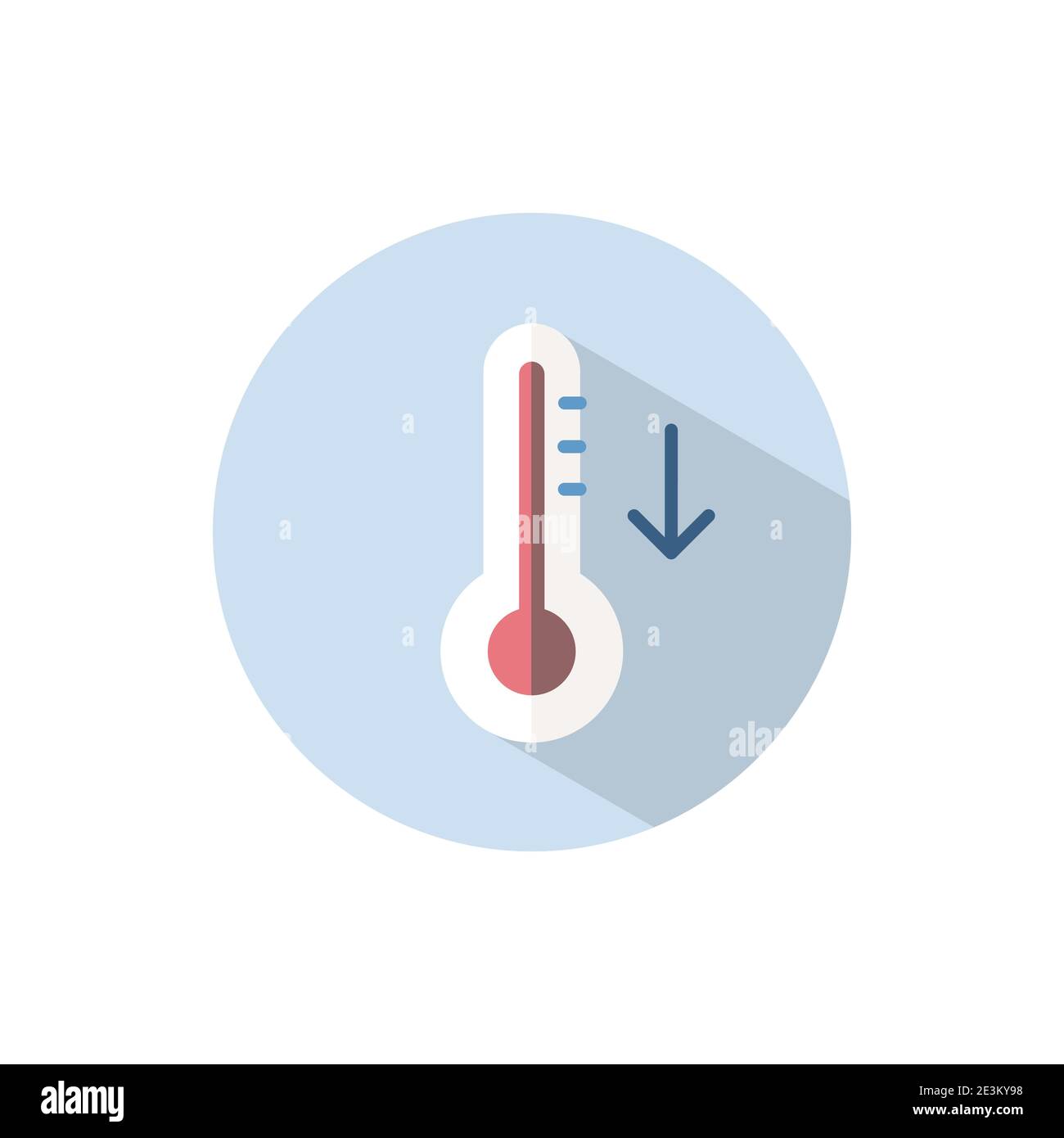 Thermometer. Fall temperature. Flat color icon on a circle. Weather ...