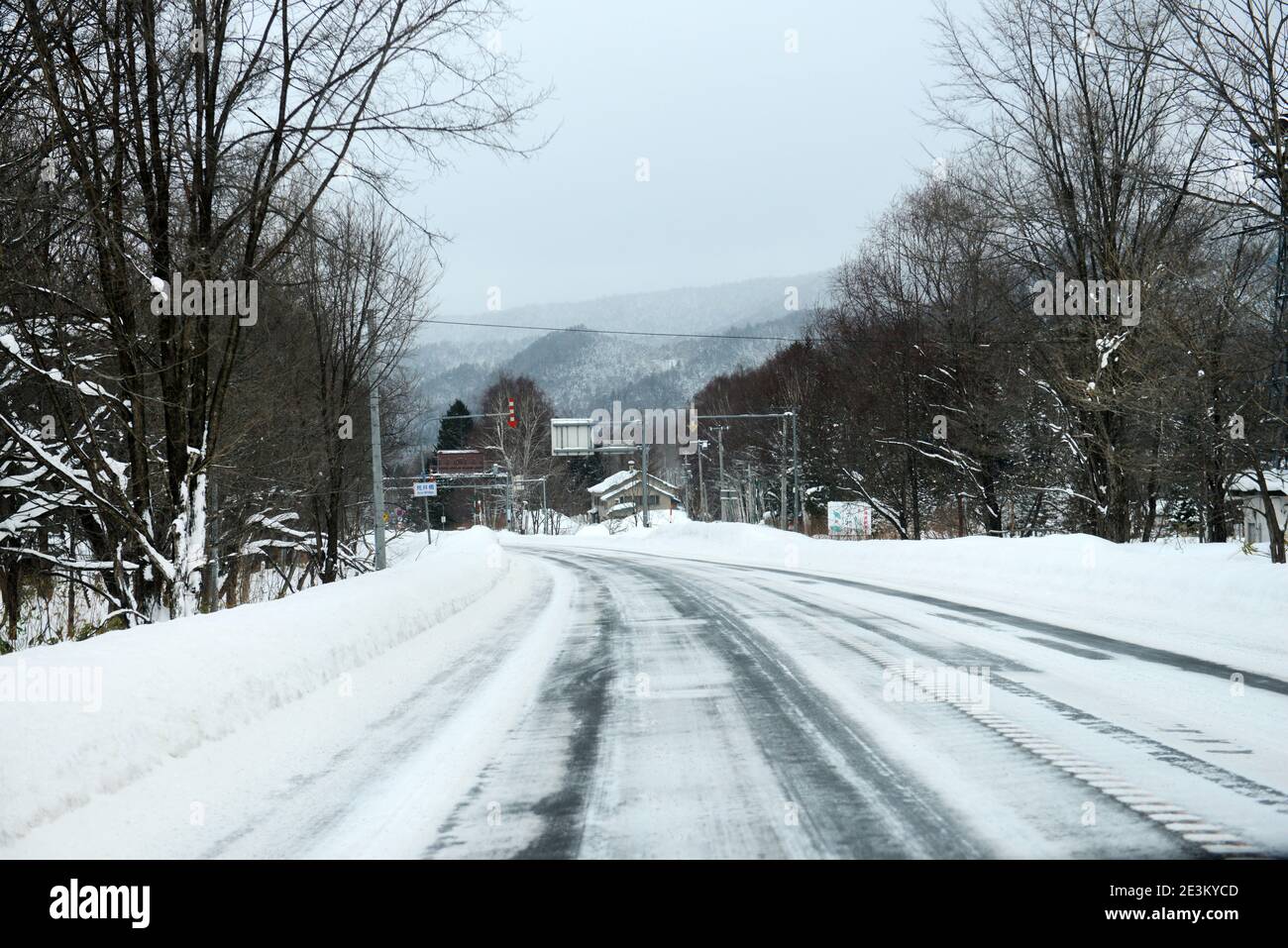 Road trip in Hokkaido during the wintry season Stock Photo - Alamy