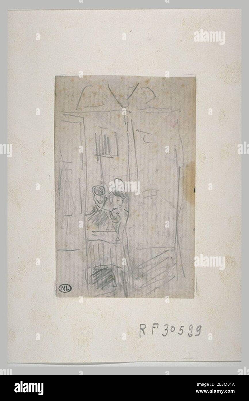 Manet - Deux personnages à un balcon, RF 30529, Recto Stock Photo - Alamy