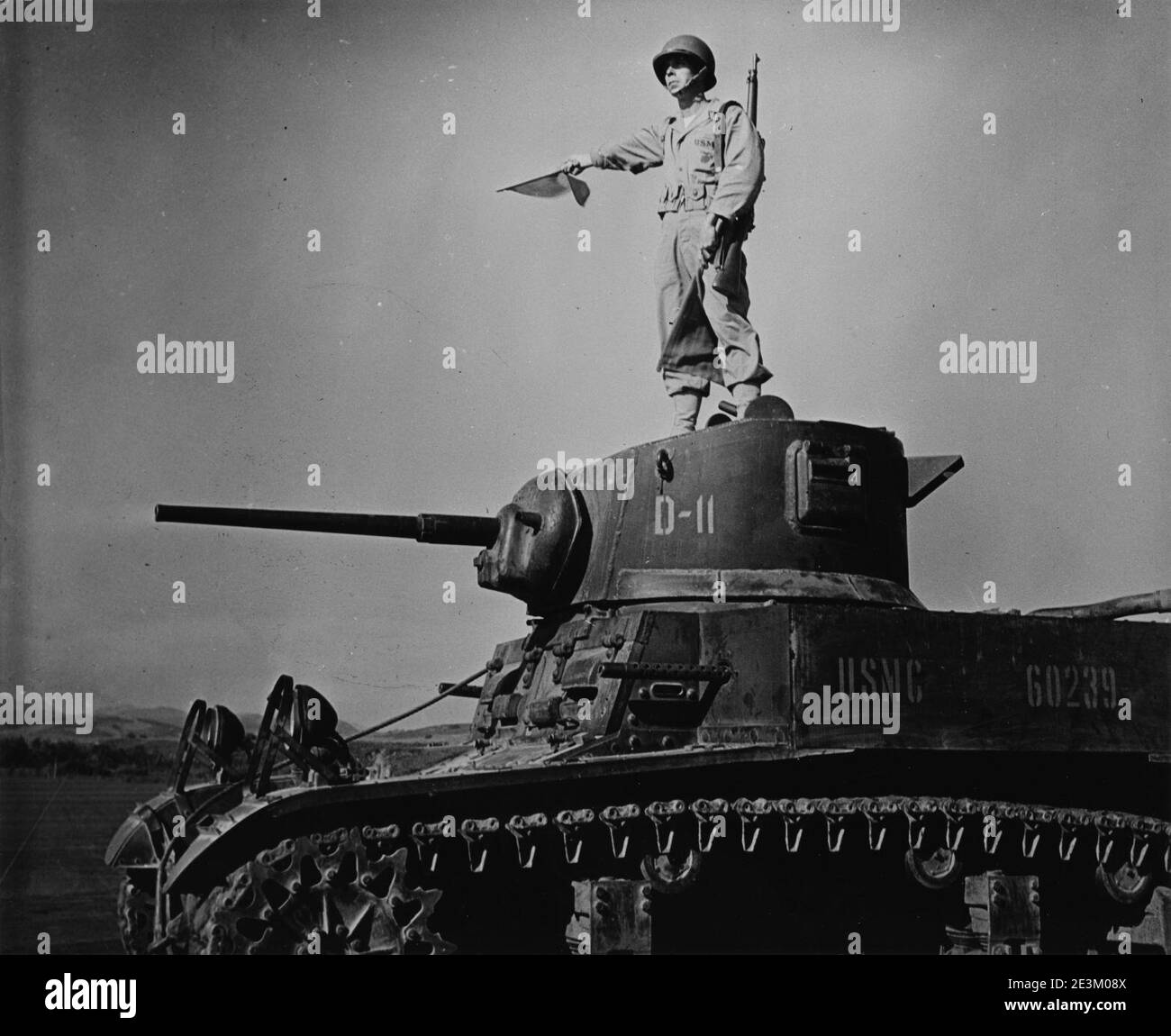 Marine signalman on M3 Stuart tank 1942 Stock Photo - Alamy