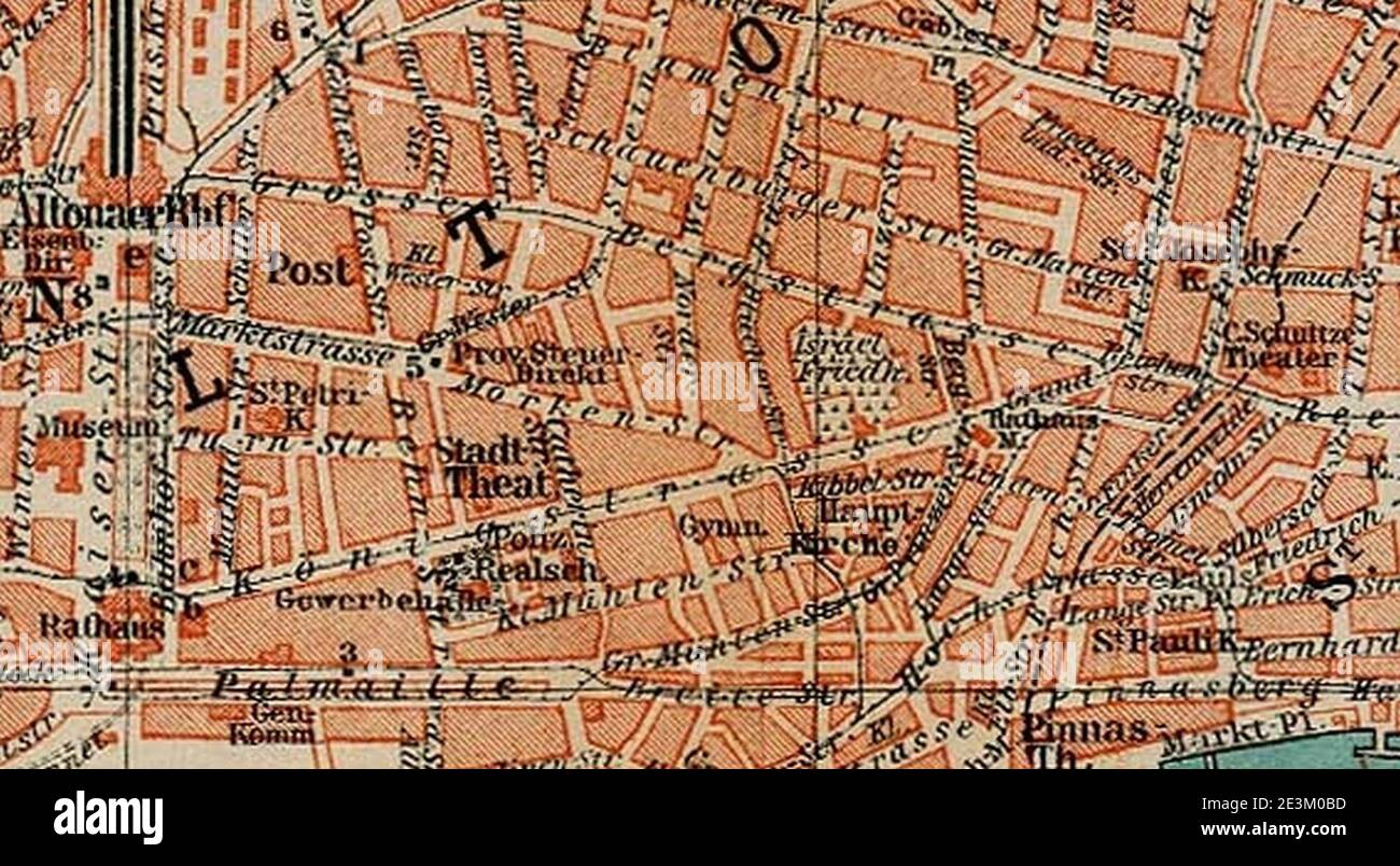 Map-Altona Große Bergstraße Stock Photo - Alamy