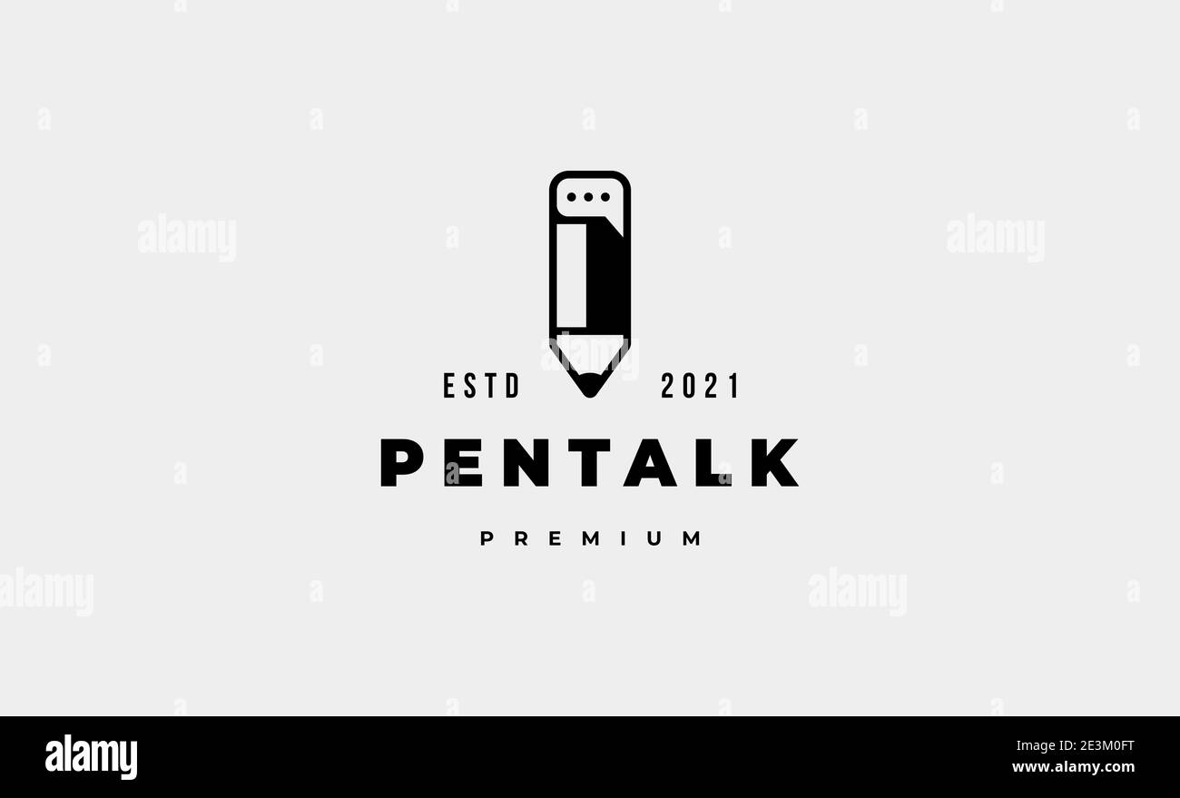 pen talk chat logo vector design illustration Stock Photo - Alamy