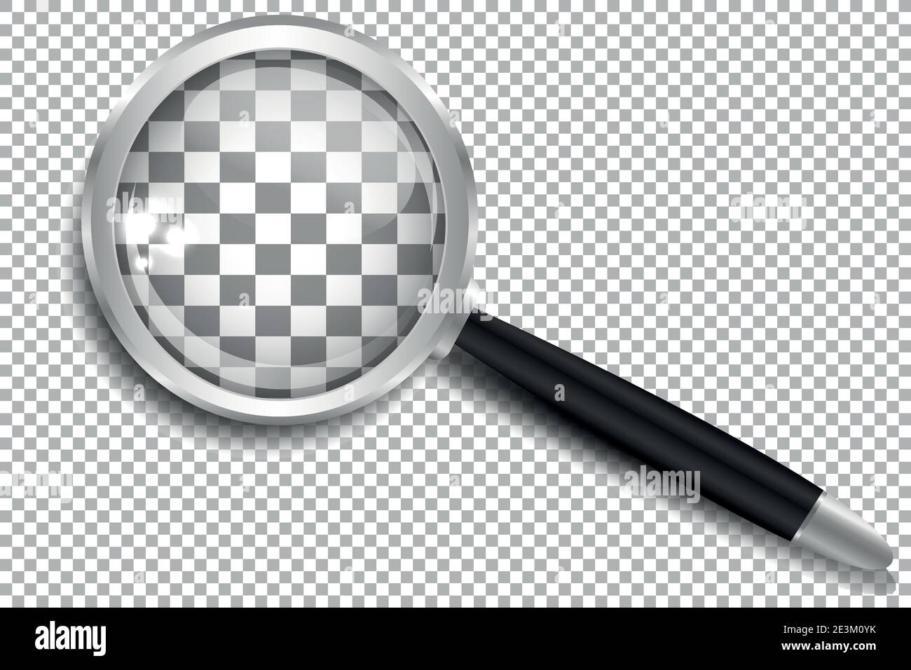 Vector illustration. Magnifying glass with glare and with shadow on ...