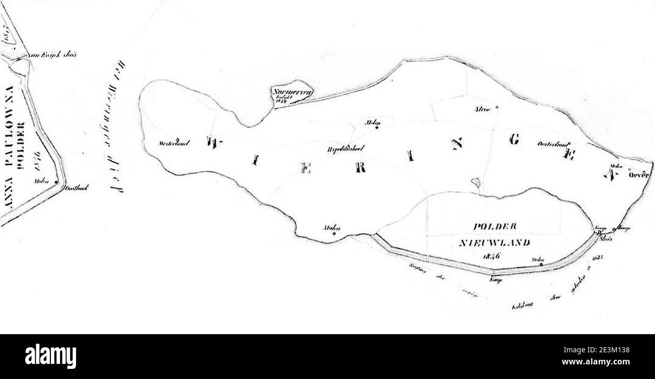 Map of the island Wieringen the Netherlands 1849 Stock Photo - Alamy