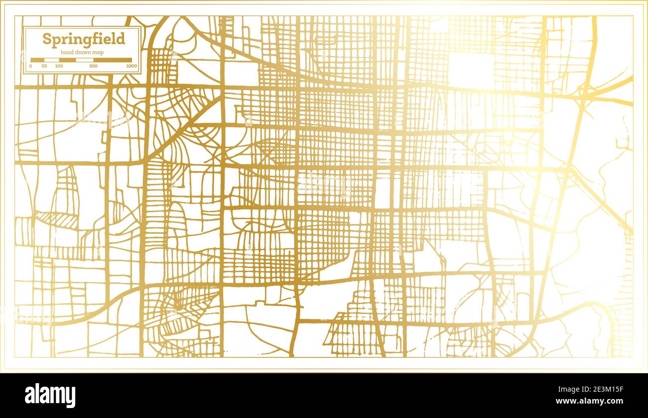 Springfield USA City Map in Retro Style in Golden Color. Outline Map ...