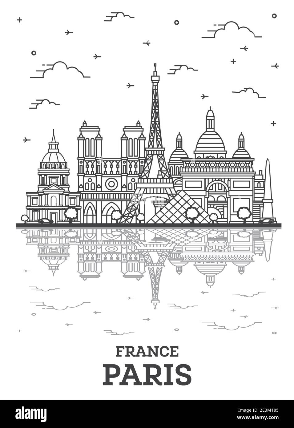 Outline Paris France City Skyline with Historic Buildings and ...