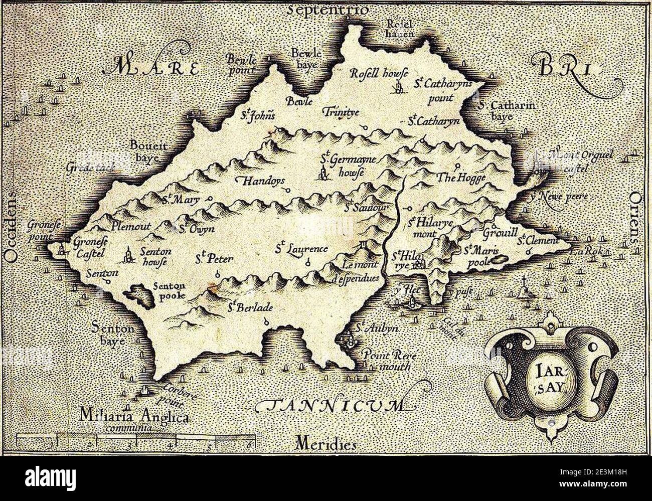 Map of Jersey by G Mercator 1639 Stock Photo - Alamy