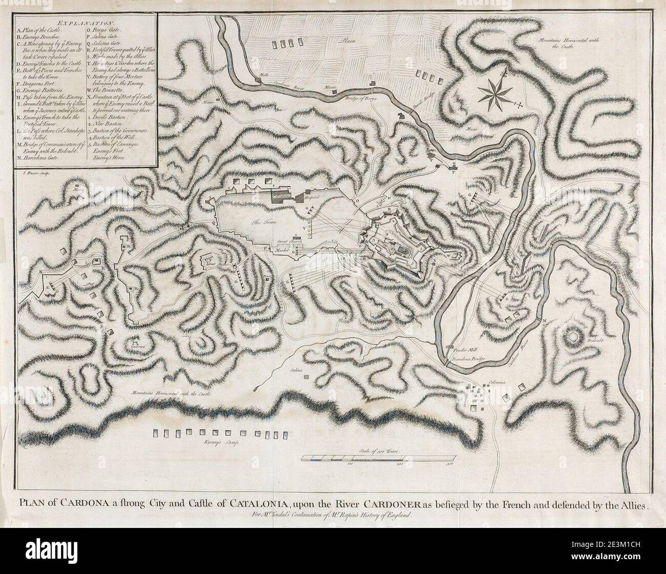 Mapa del setge de Cardona Stock Photo - Alamy
