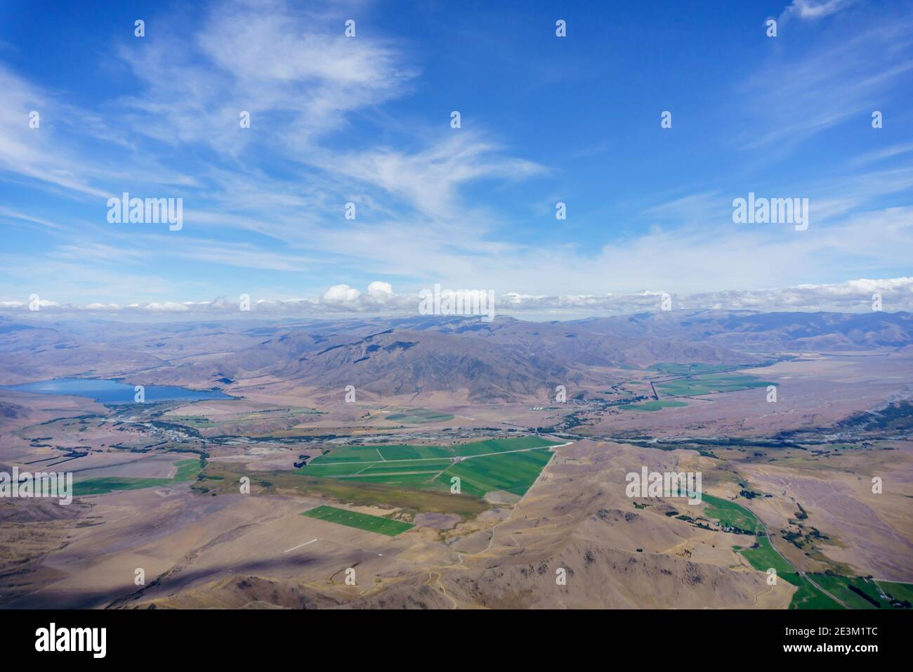 Aerial view of Canterbury landscape through perspex canopy from within ...