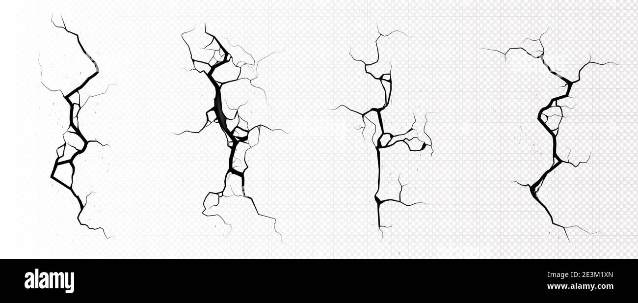 Ground cracks, breaks on land surface from earthquake isolated on ...
