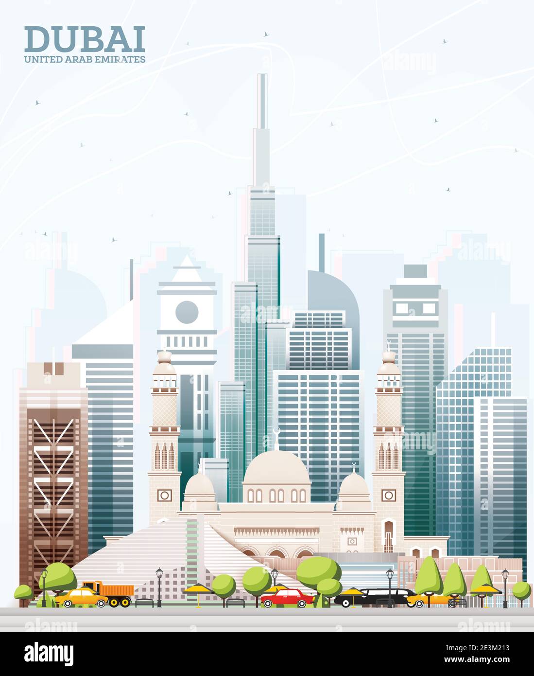 Dubai United Arab Emirates (UAE) City Skyline with Colored Buildings ...
