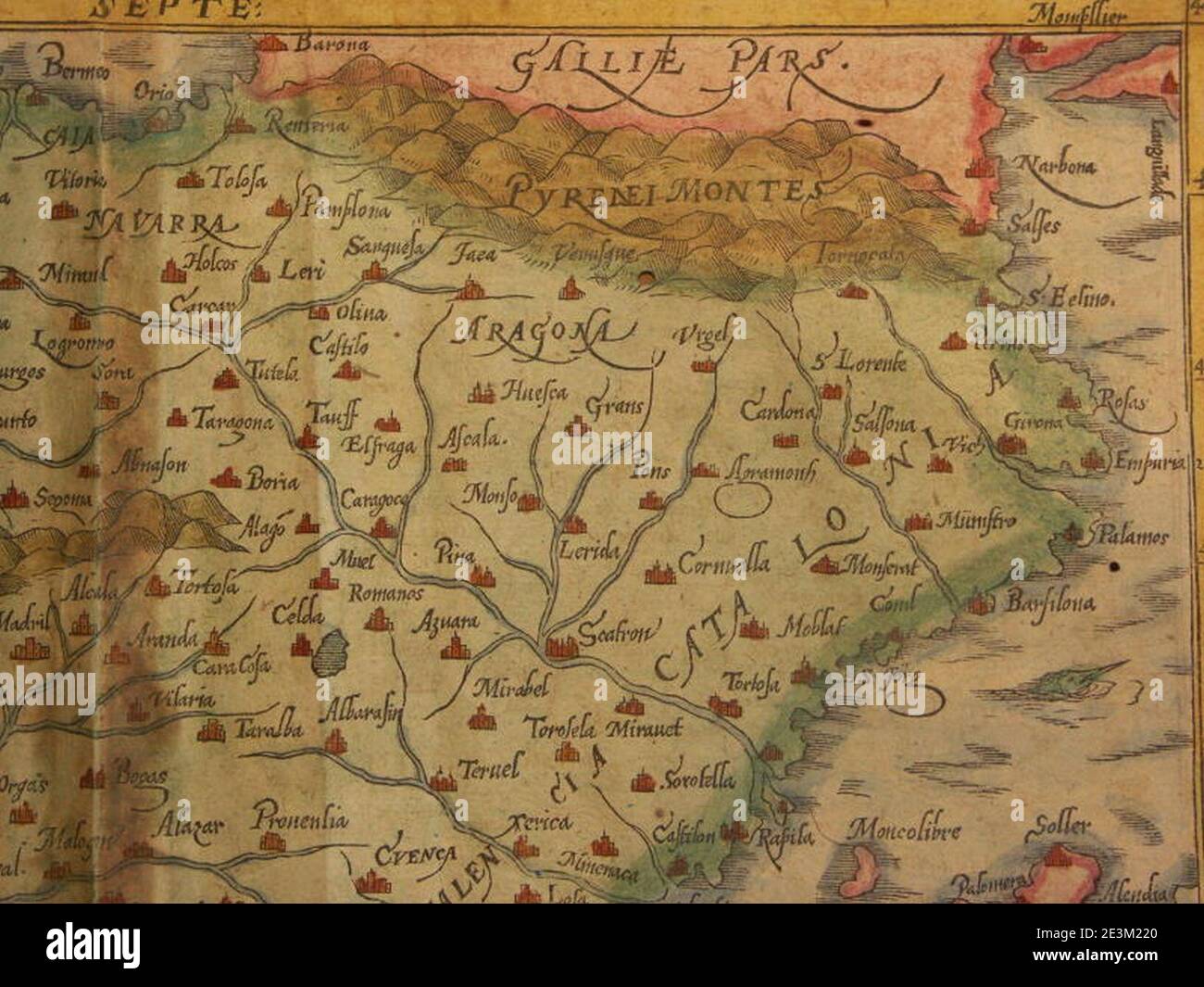 Map of Spain and Portugal (1600) north east Stock Photo - Alamy