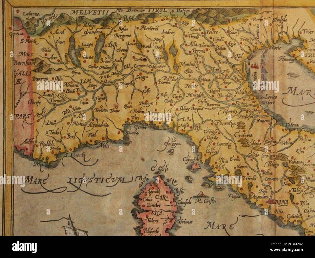 Map of italy North Wesst 1600 Stock Photo - Alamy
