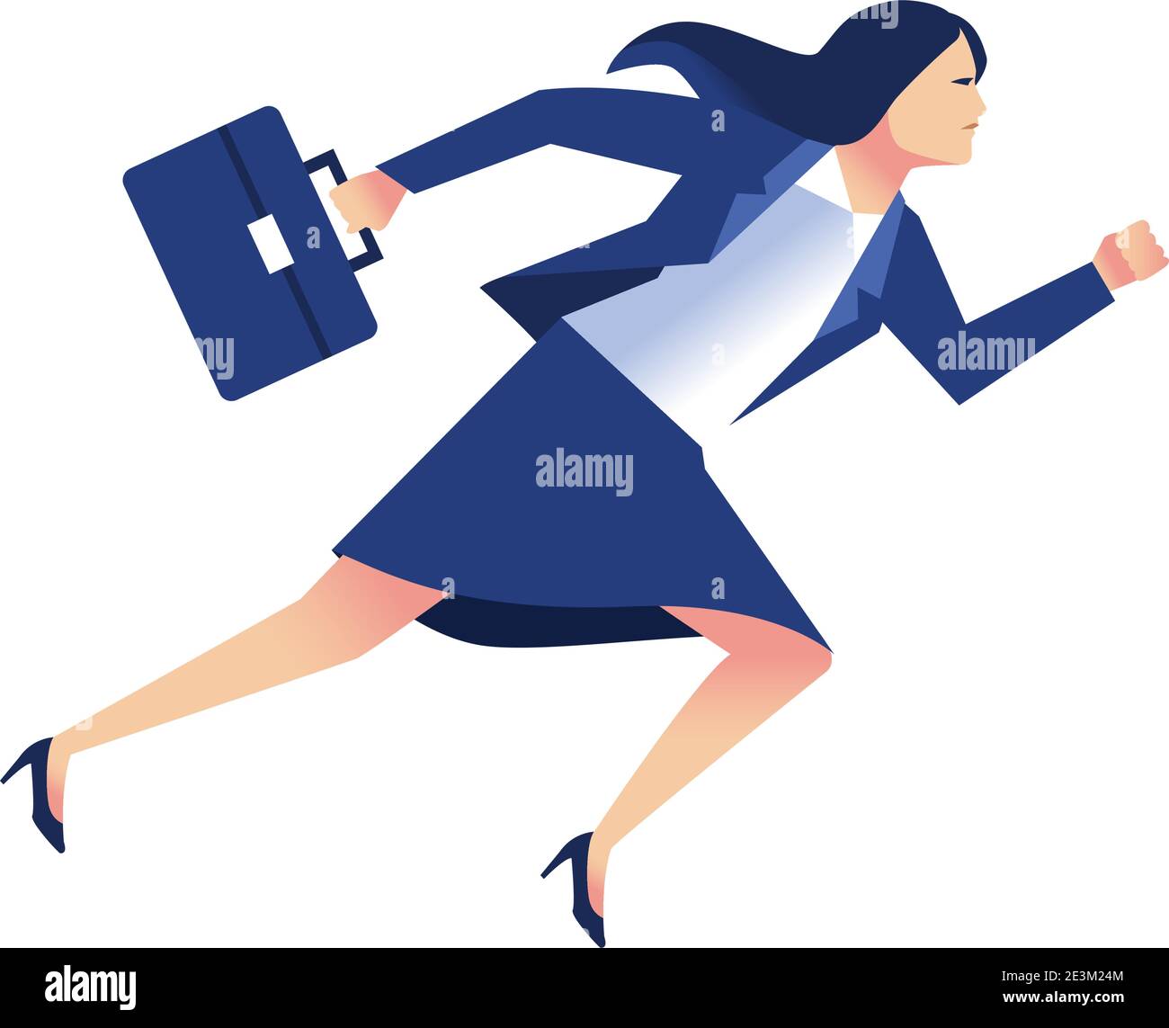 elegant businesswoman worker running with portfolio character vector ...