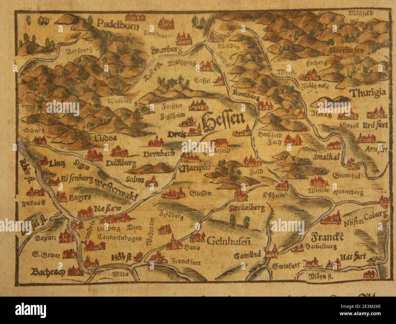 Map of Hessen and Thuringia 1600 Stock Photo - Alamy
