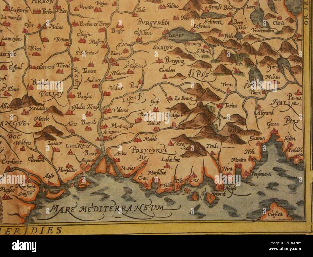 Map of France South East (1600 Stock Photo - Alamy