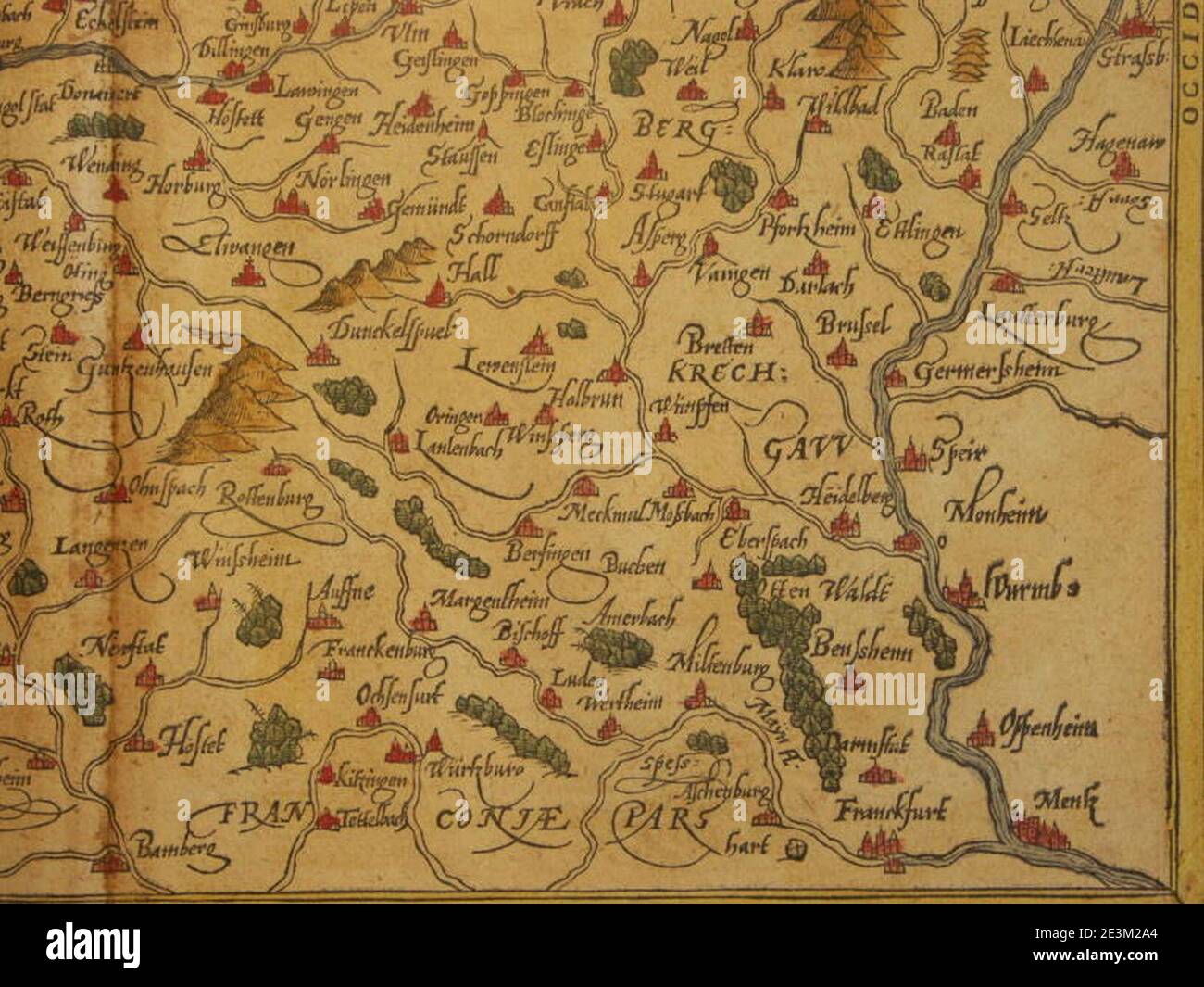 Map of Swabia, Bavaria, Odenwald southeast 1600 Stock Photo - Alamy