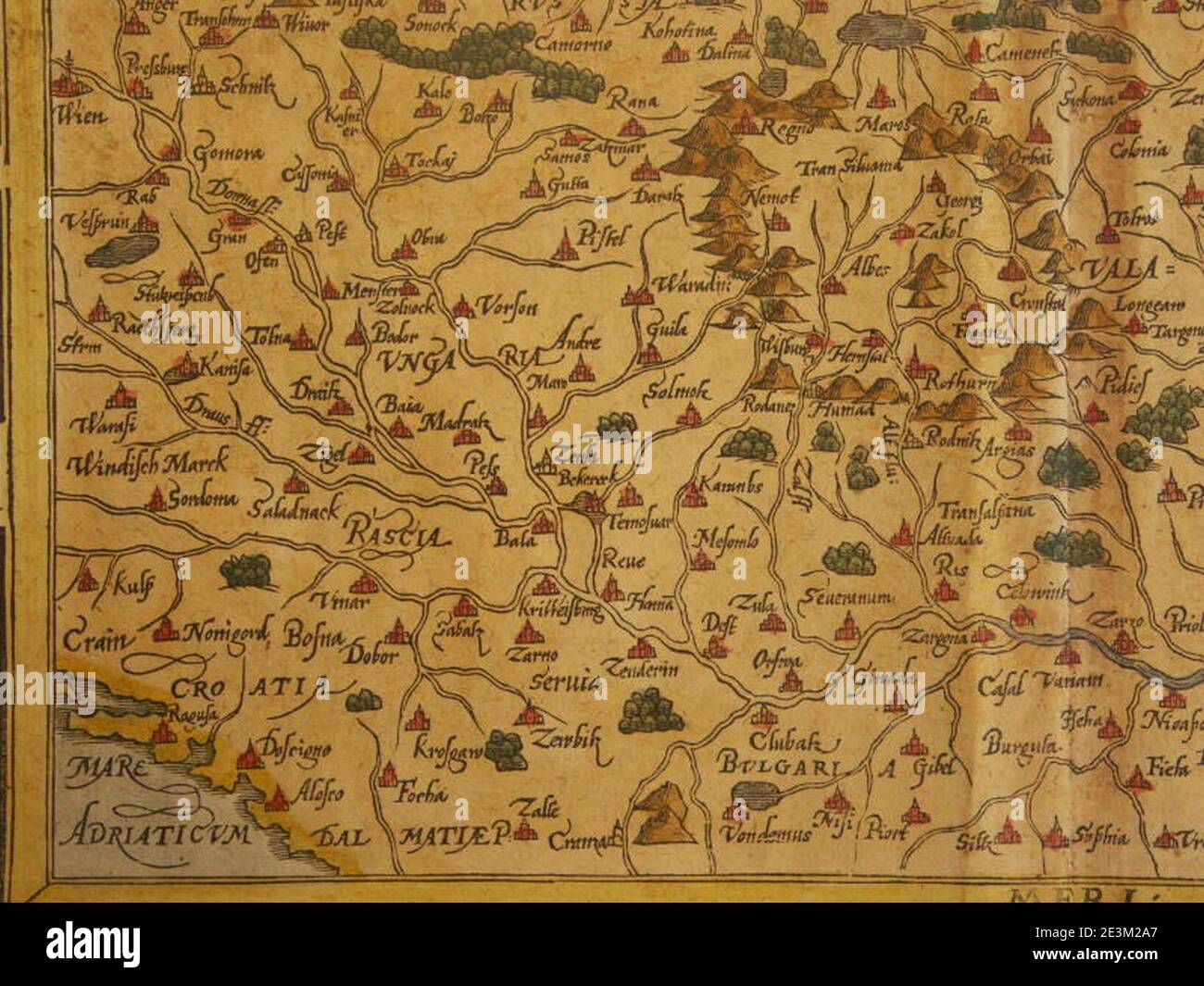 Map of Hungary and its region (1600) south west Stock Photo - Alamy