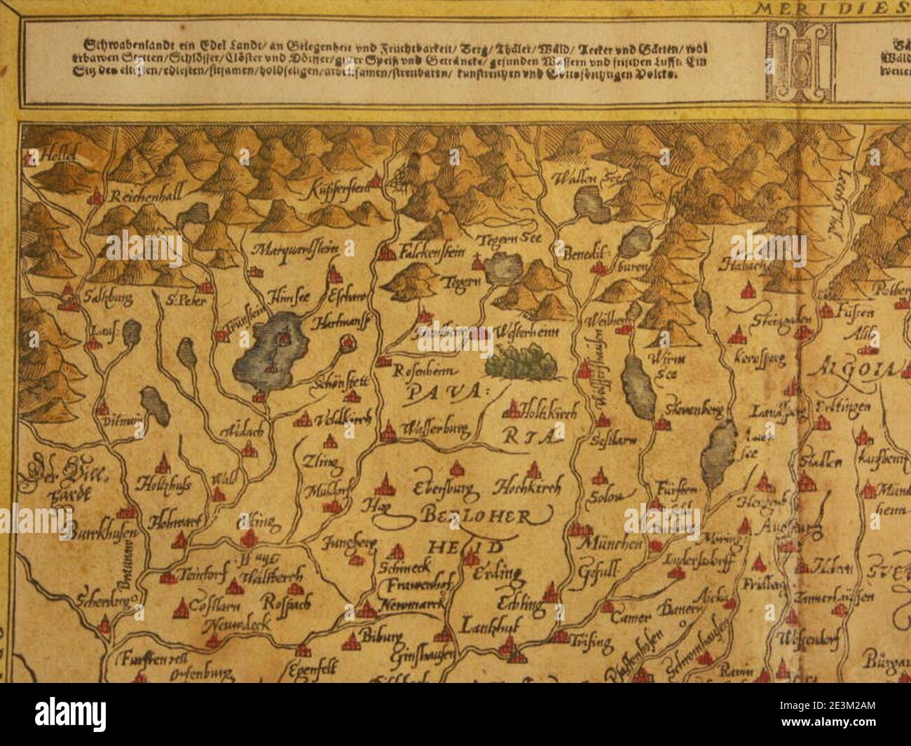 Map of Swabia, Bavaria, Odenwald northwest 1600 Stock Photo - Alamy