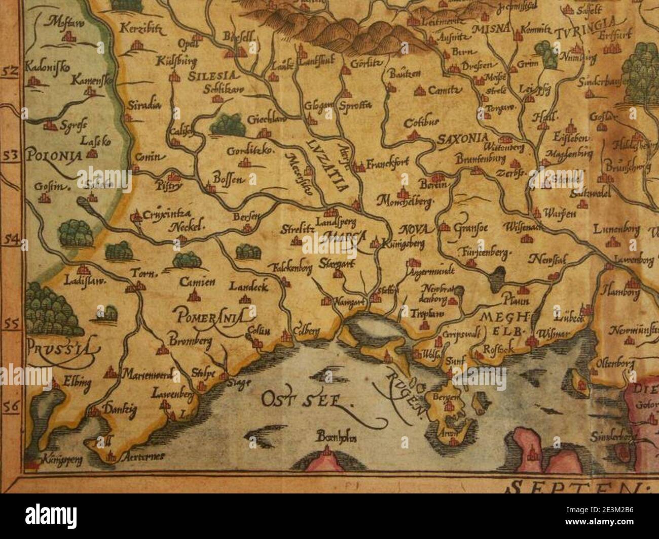 Map of Germany South West 1600 Stock Photo - Alamy