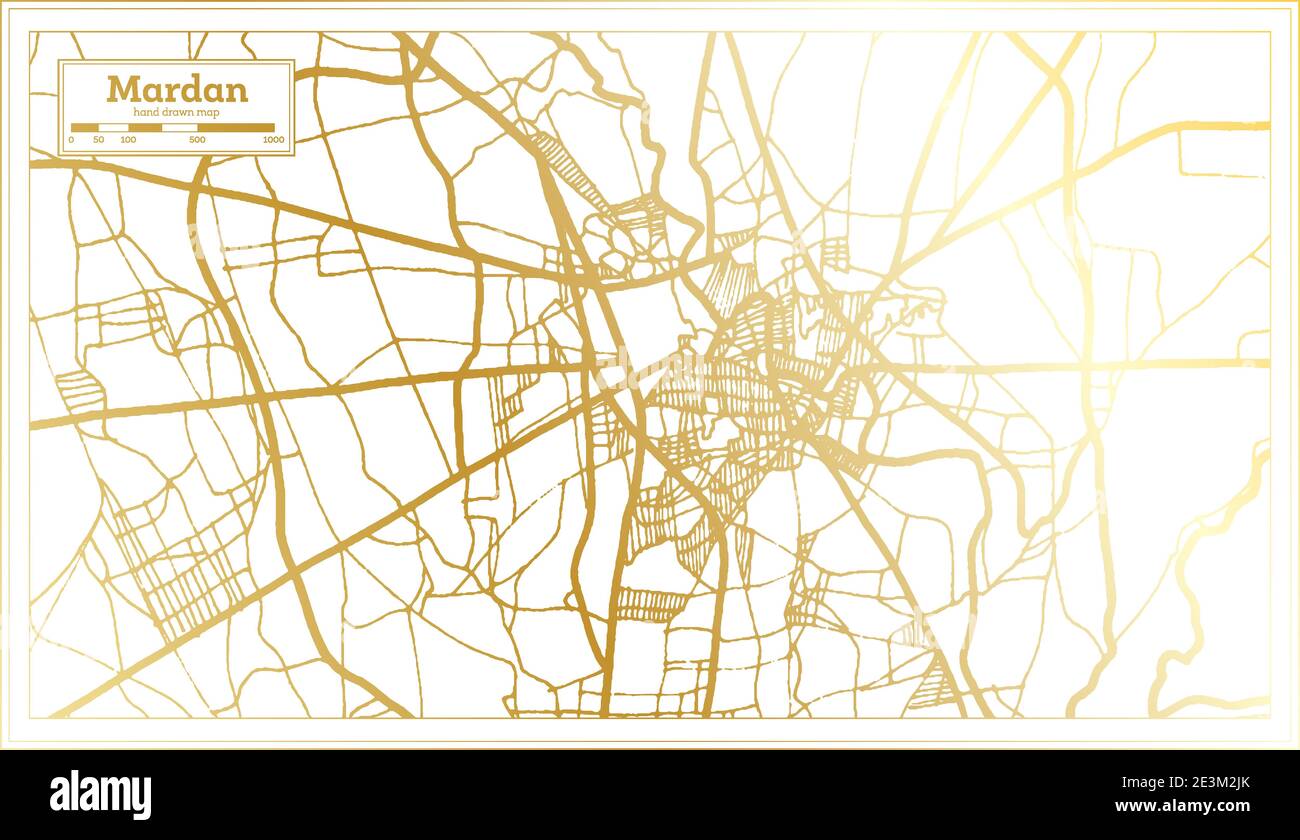 Mardan Pakistan City Map in Retro Style in Golden Color. Outline Map ...
