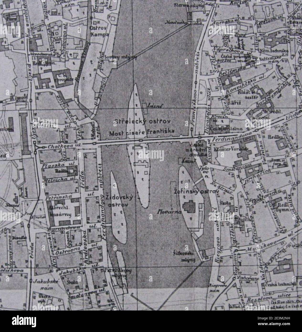 Mapa vltavy u streleckeho ostrova kolem 1910 Stock Photo - Alamy