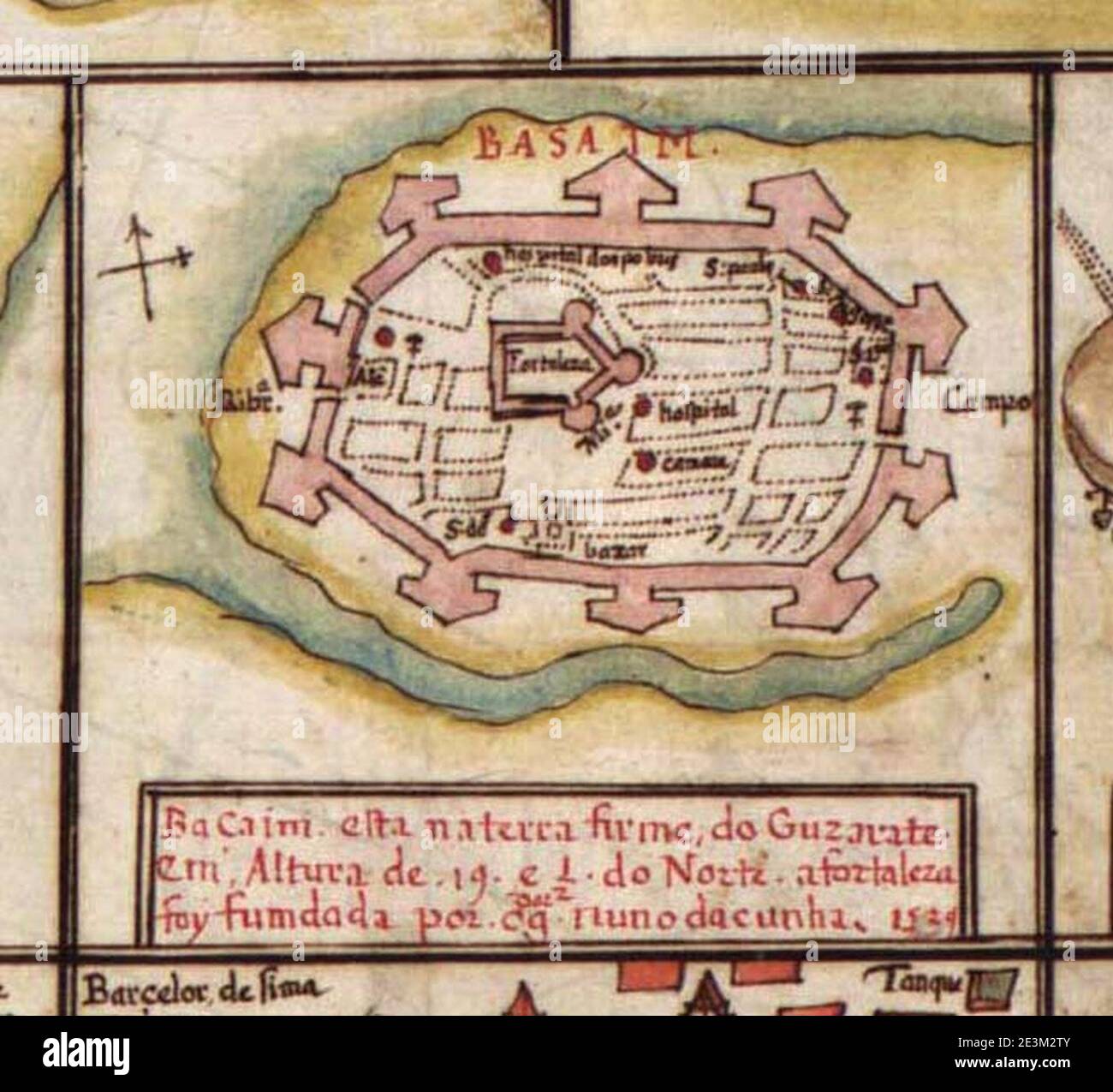Map of Bassein from Portuguese Atlas (1630 Stock Photo - Alamy