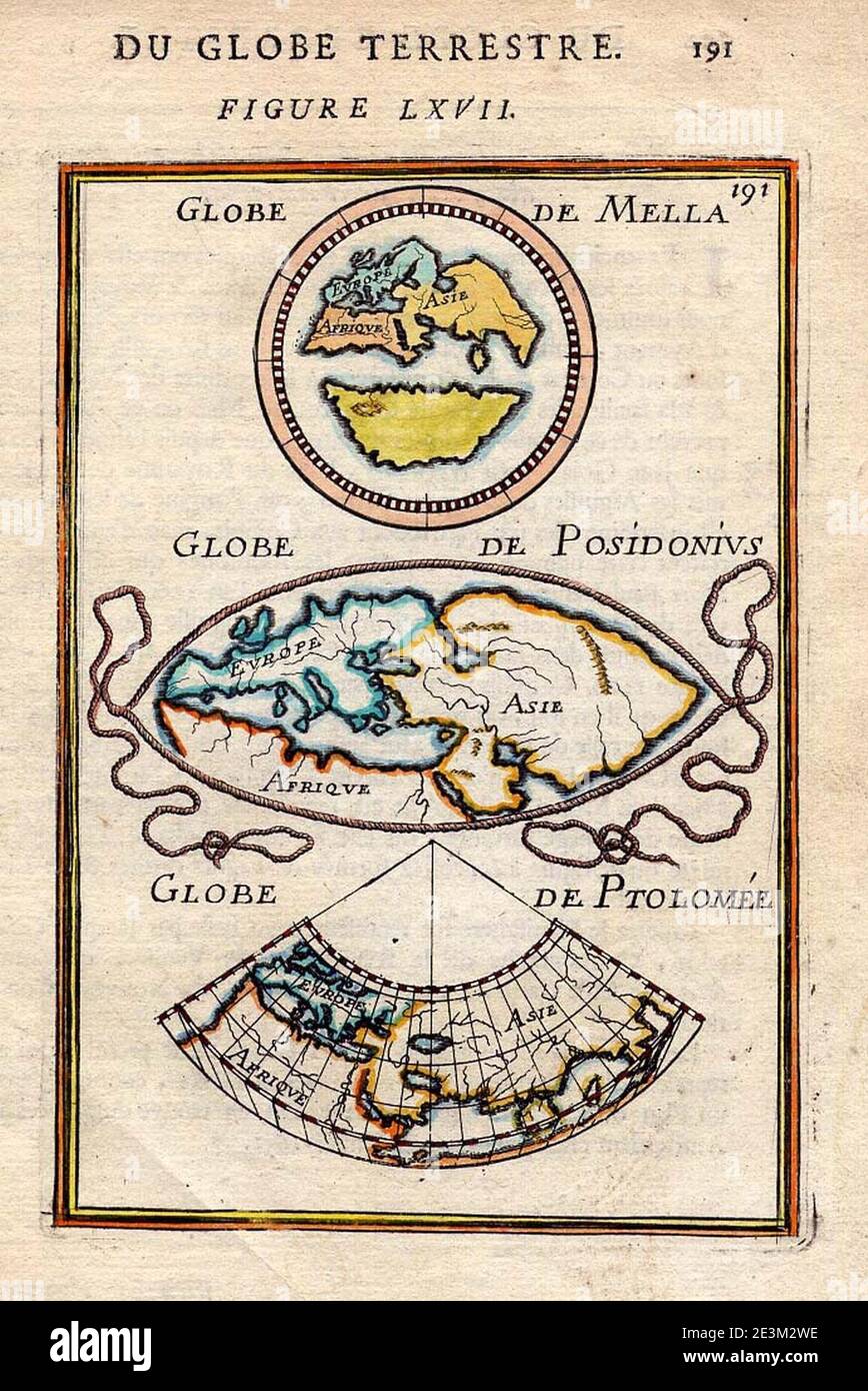 Map of three ancient world depictions, 1683 Stock Photo - Alamy