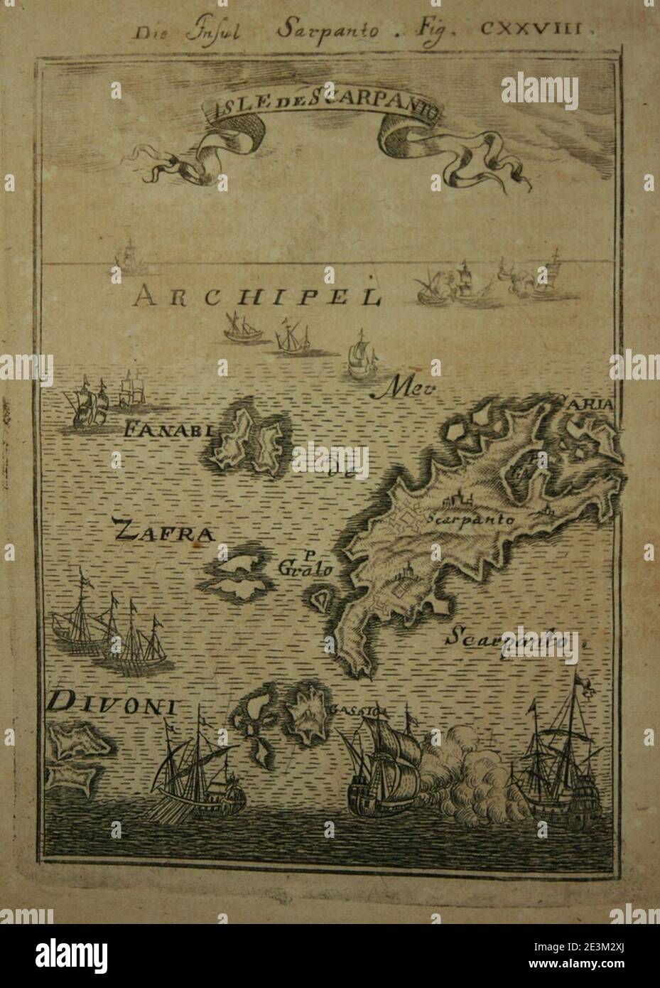 Map of Karpathos, 1685 Stock Photo - Alamy