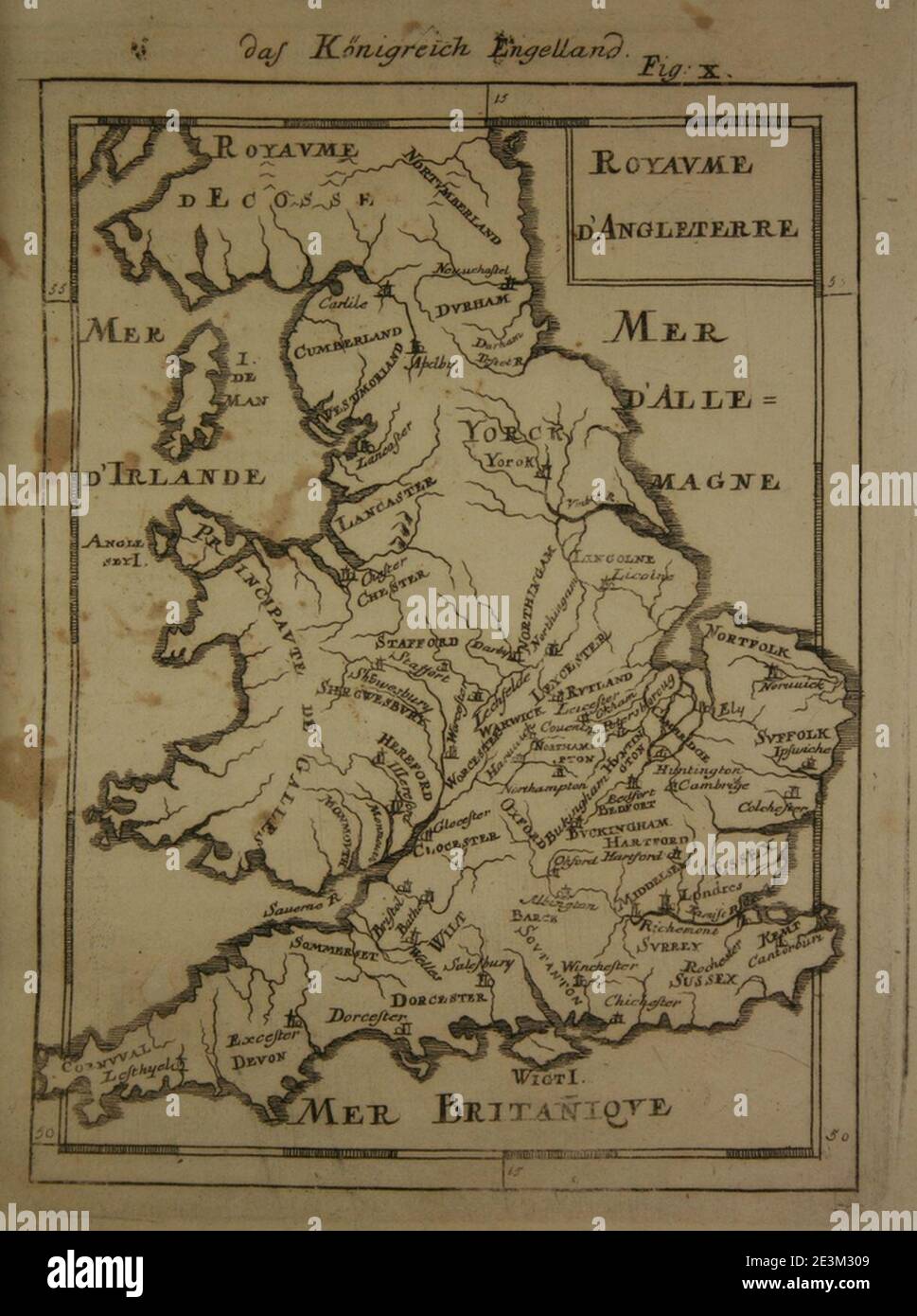 Map of England, 1685 Stock Photo - Alamy