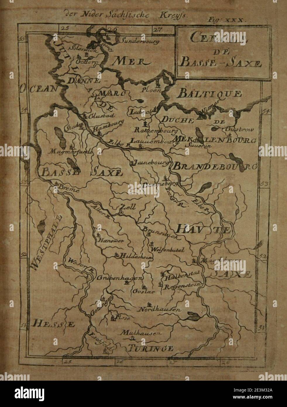 Map of Lower Saxony, 1685 Stock Photo - Alamy