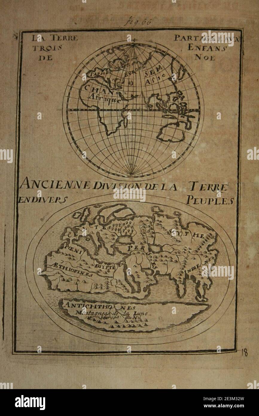 Map of ancient depictions of the world, 1685 Stock Photo - Alamy