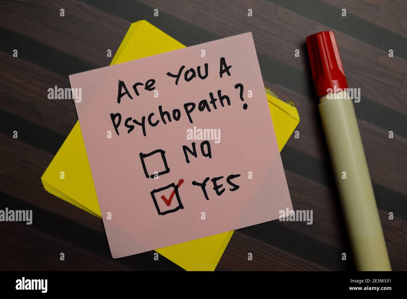 Are You Psychopath write on sticky notes and supported by additional ...