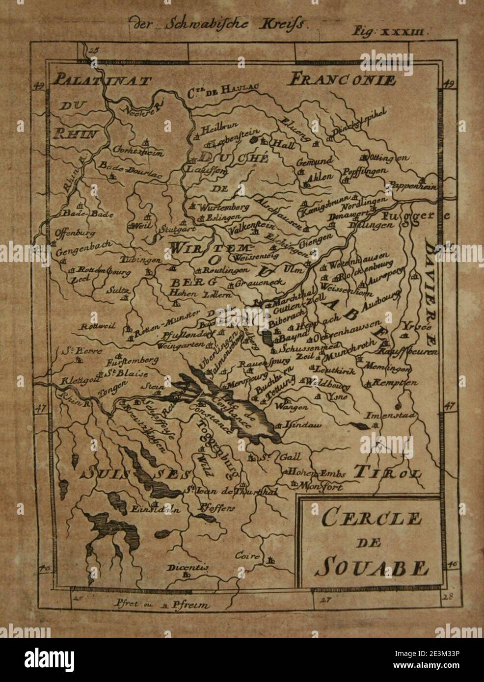 Swabia map hi-res stock photography and images - Alamy