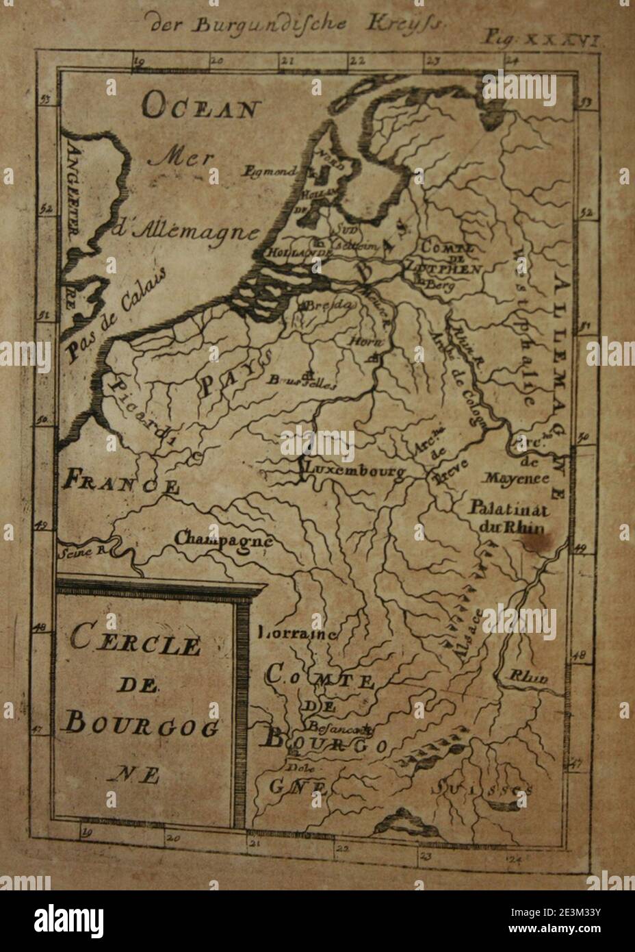 Map of Burgundy, 1685 Stock Photo - Alamy