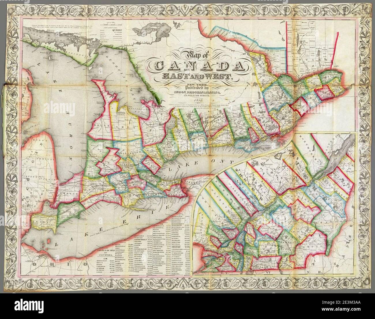 Map of Canada East and West, 1855 Stock Photo - Alamy