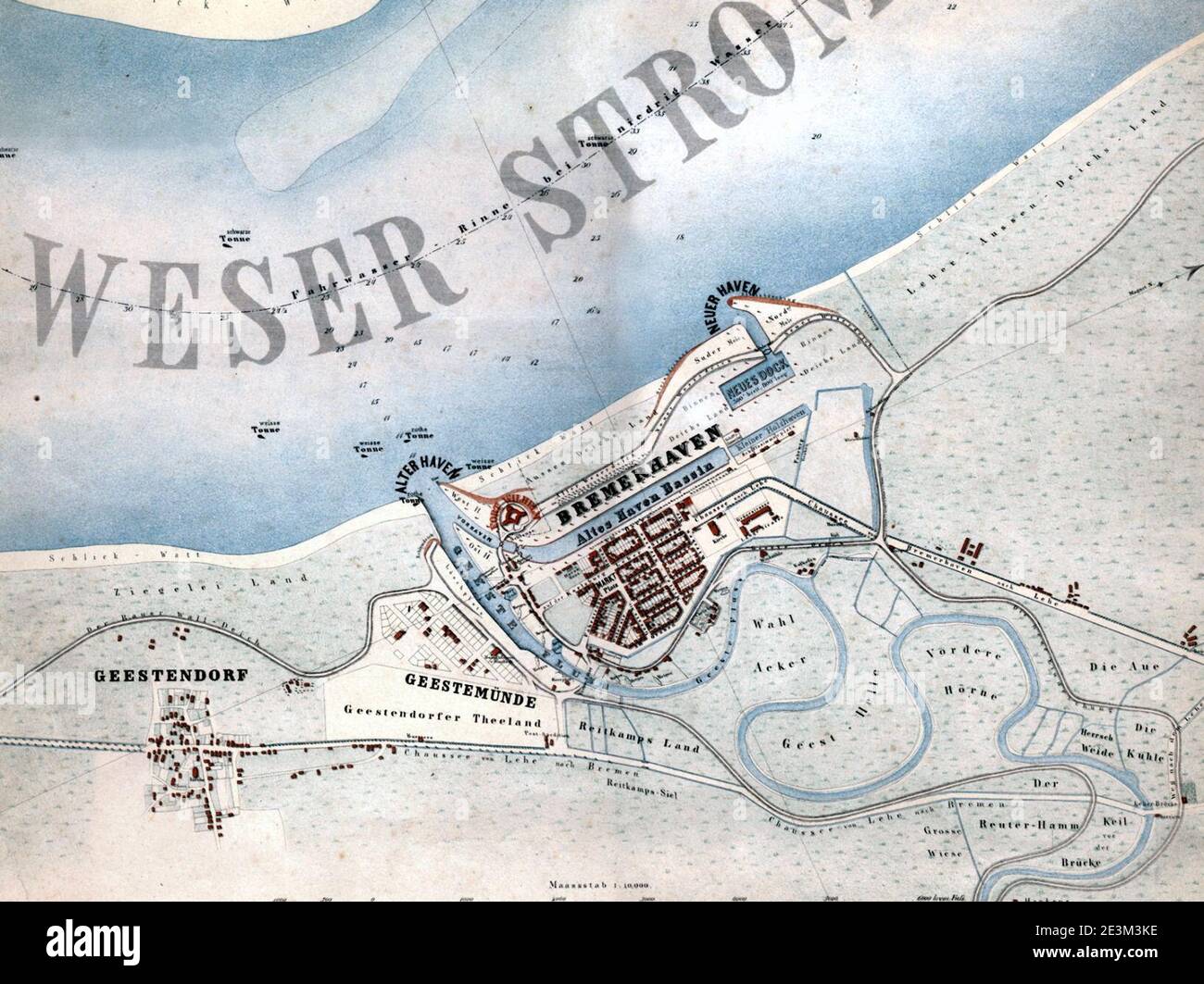 Map of Bremerhaven 1849 Stock Photo - Alamy