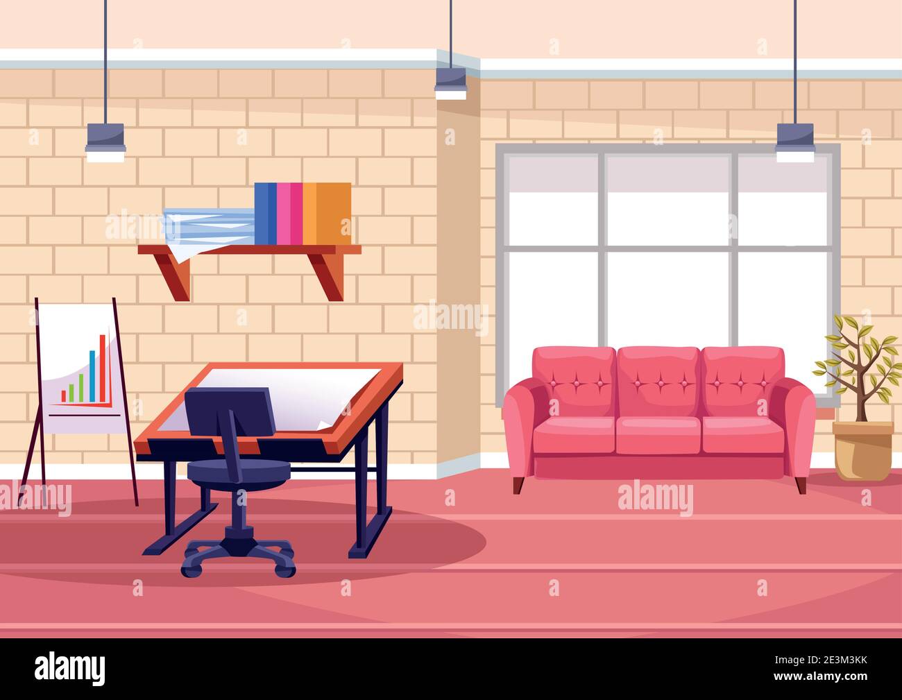 architectural design table work in the office vector illustration ...
