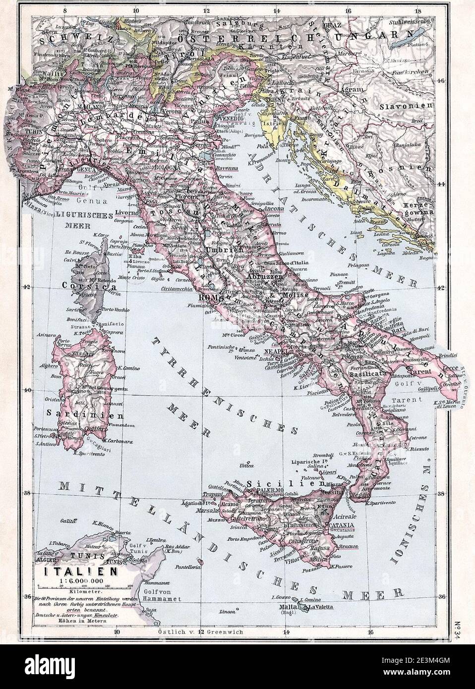 Map of Italy - 1905 Stock Photo - Alamy