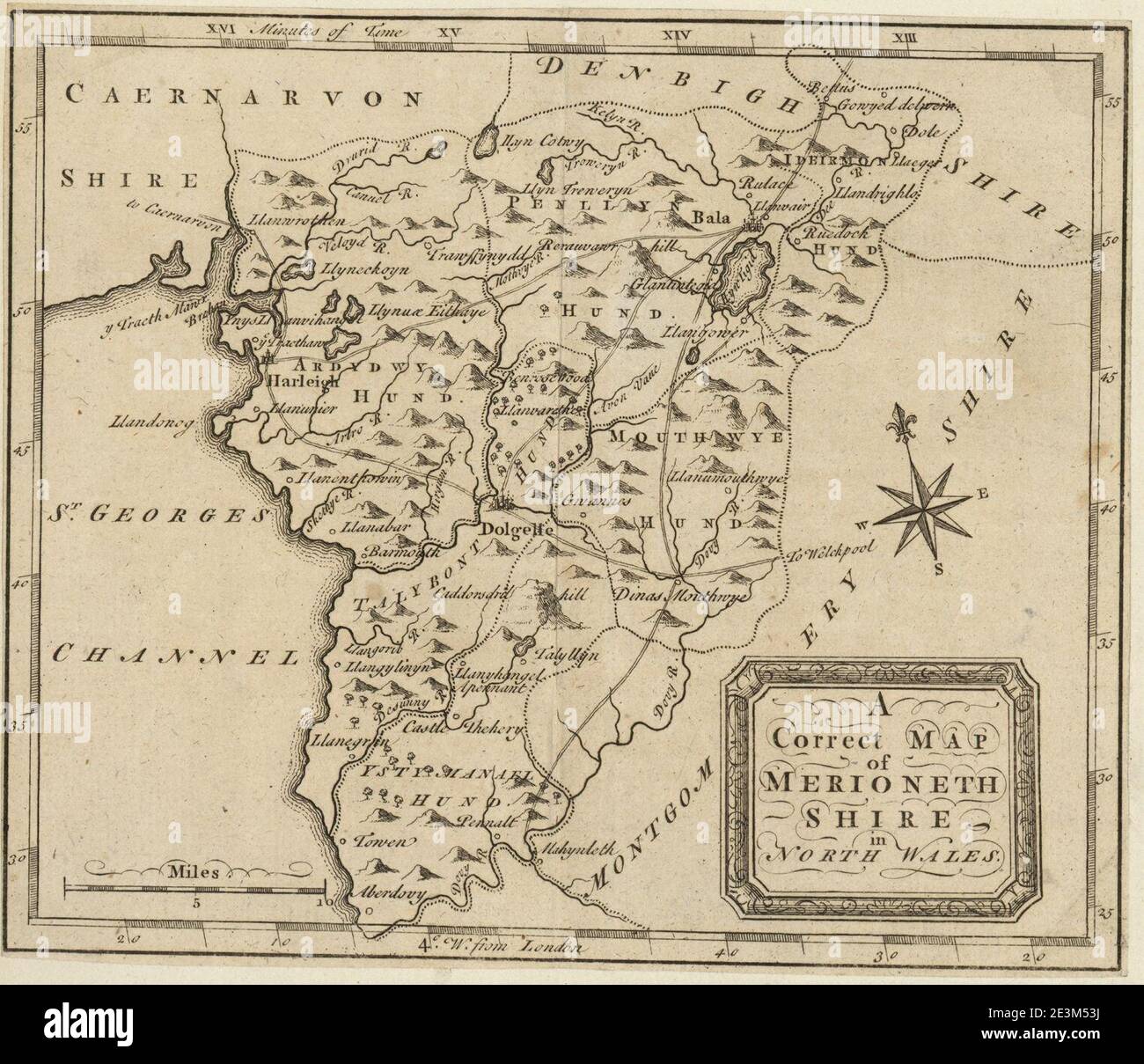 Map of Merionethshire 02268 Stock Photo - Alamy