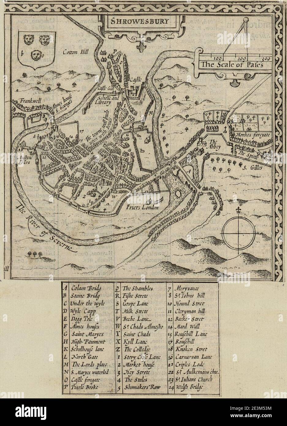 Map of Shrewsbury town 01946 Stock Photo - Alamy