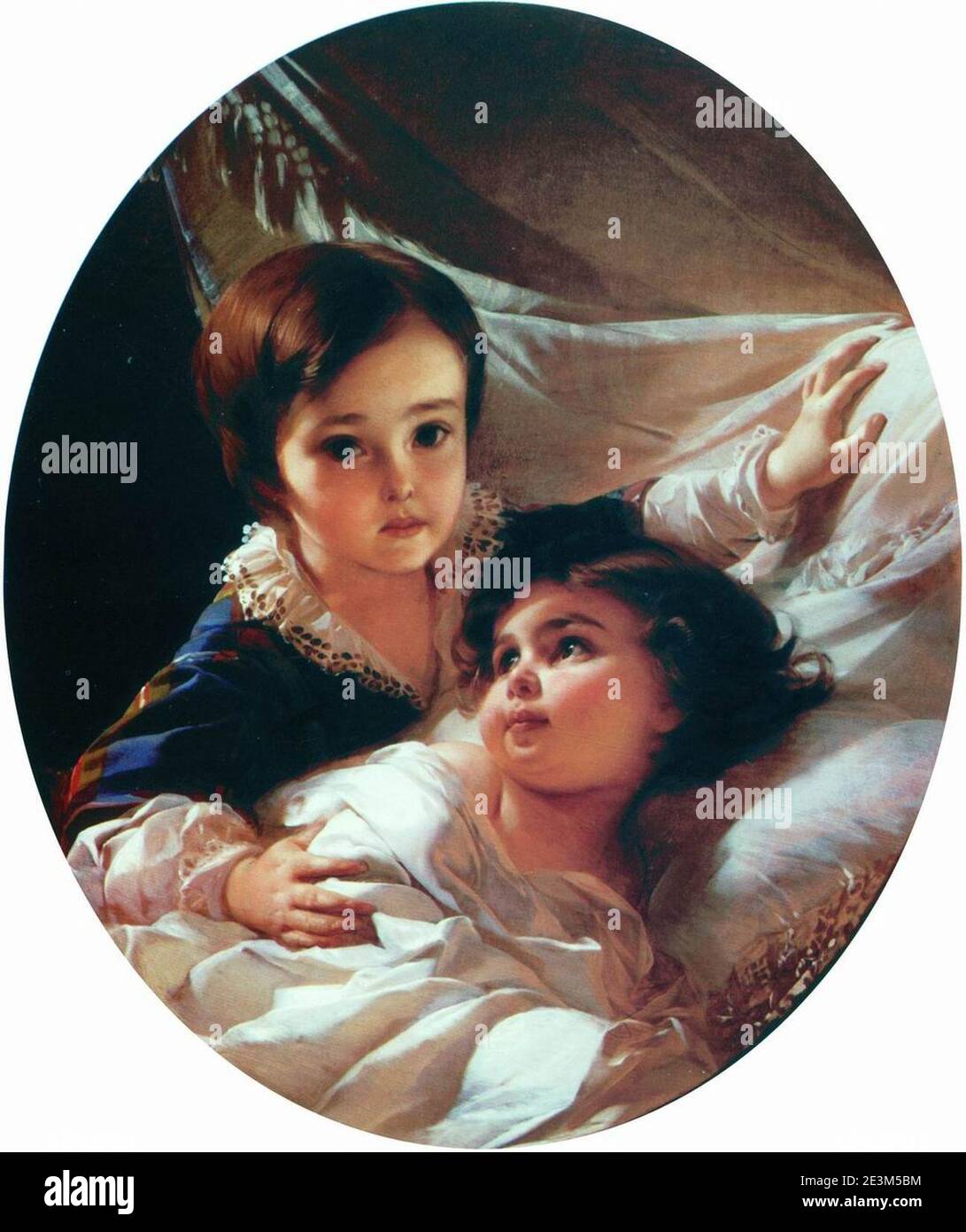 Two children of Tolstoy family by I.Makarov (1854 Stock Photo - Alamy