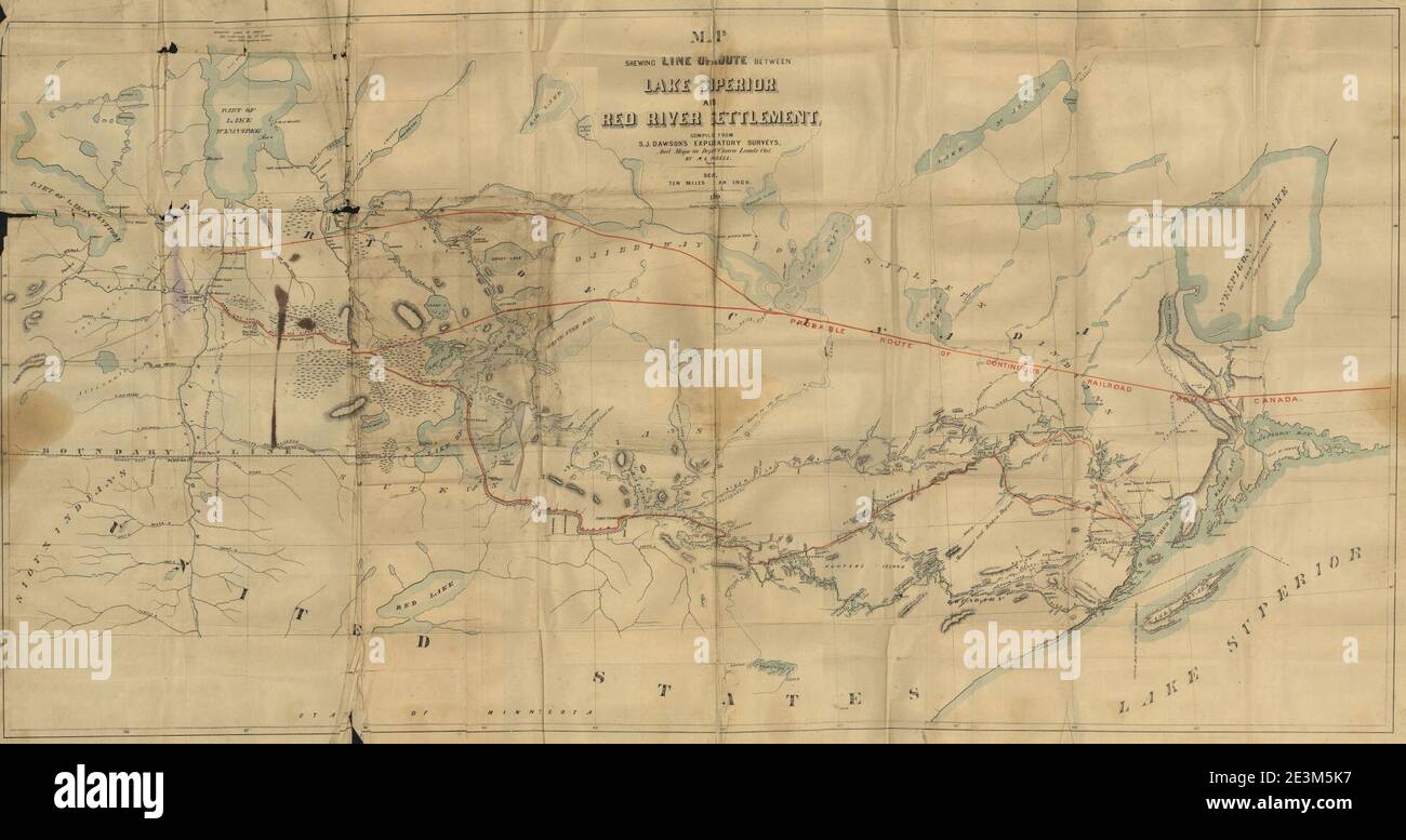 Map Shewing Line of Route Between Lake Superior and Red River ...