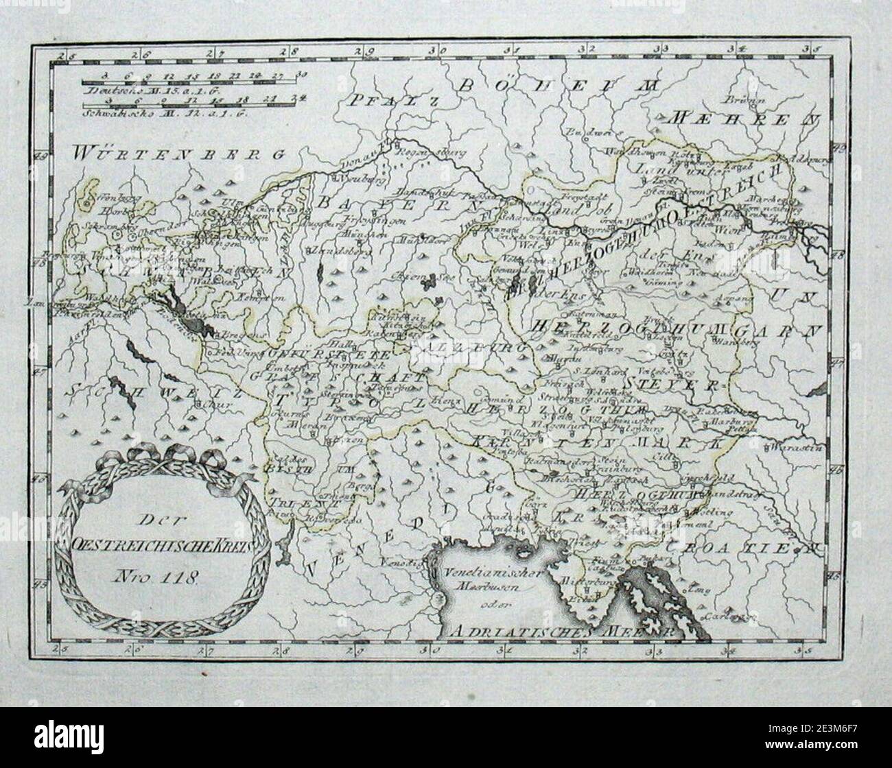 Map of Austria in 1791 by Reilly 118 Stock Photo - Alamy